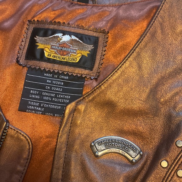 Harley-Davidson | Jackets & Coats | Harley Davidson Bronze Leather Vest ...
